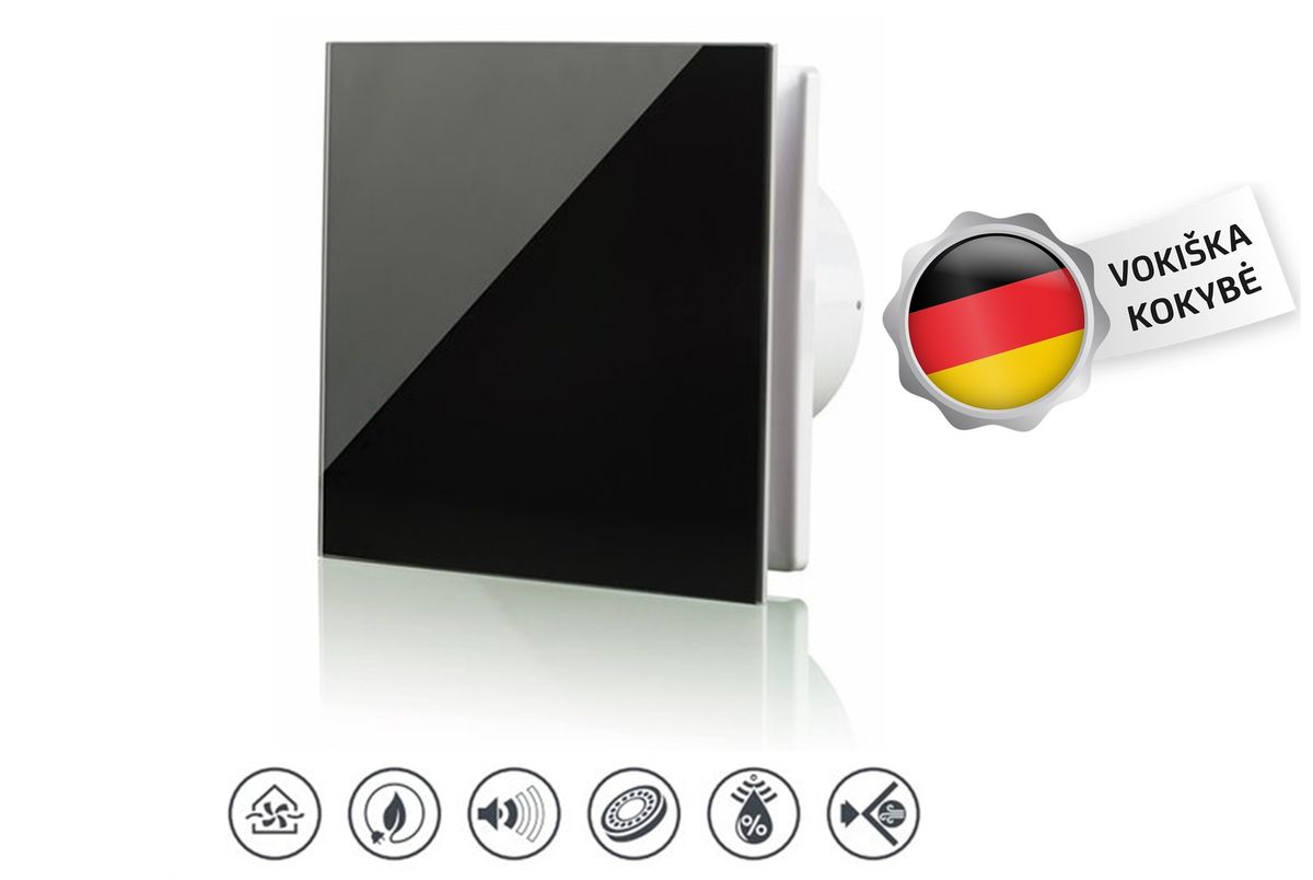 Ištraukimo ventiliatorius Vlano A-100 T su laikmačiu ir juoda ...