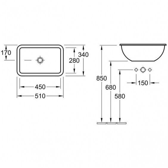 Praustuvas Villeroy & Boch LOOP&FRIENDS 51×34 cm baltas | Muresta.lt