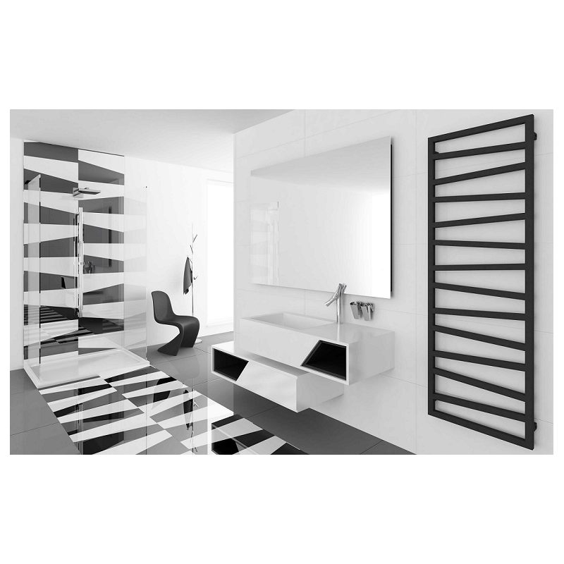 Rankšluosčių džiovintuvas gyvatukas Terma Zigzag 107x50 cm, juodas matinis | Muresta.lt