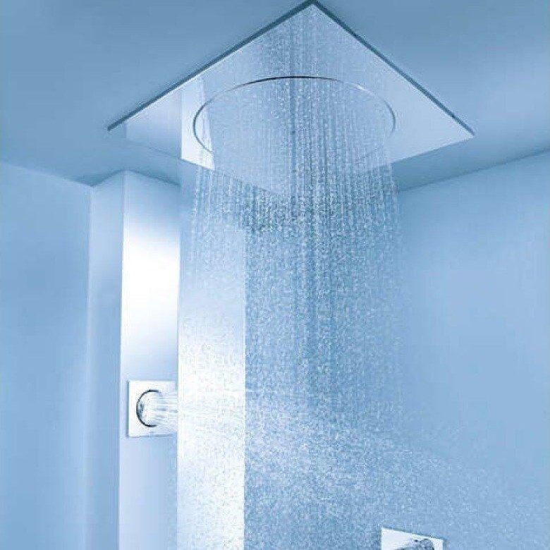 Į lubas montuojama dušo galva Hansgrohe Raindance 1jet EcoSmart 26x26 cm, chromas, 26481000 ...