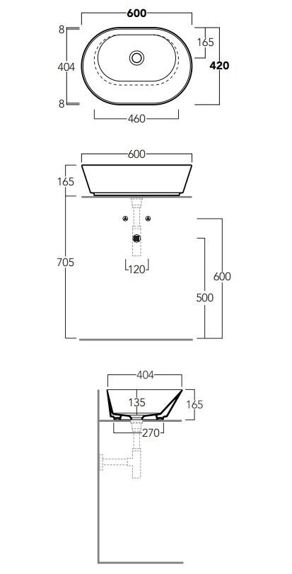 Praustuvas Simas Wave 60x42 cm, juoda matinė, WA02 NERO MATT | Muresta.lt