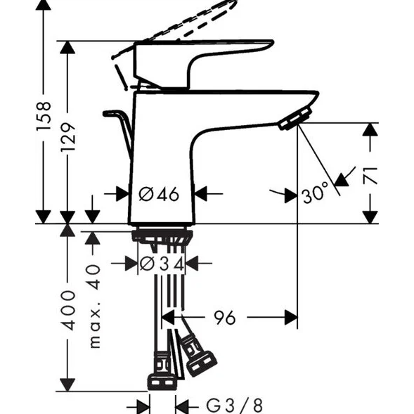 Maišytuvas praustuvui Hansgrohe TALIS E 80 chromas 71700000 | Muresta.lt