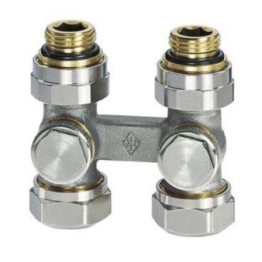 Radiatoriaus pajungimo mazgas H tiesus 3/4" dvivamzdei sistemai | Muresta.lt