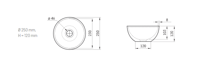 Praustuvas-dubuo PAA DO 25 cm, Graphite IDOS25/01 | Muresta.lt