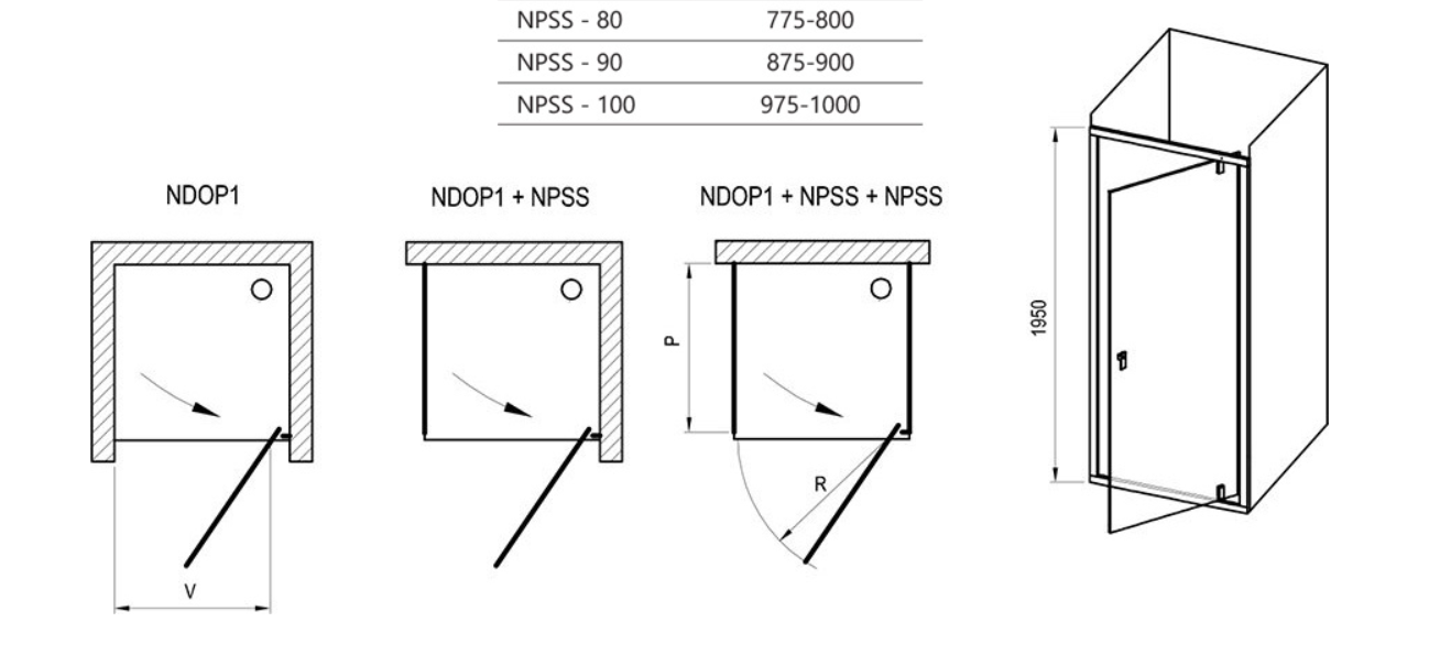 Dušo durys Ravak Nexty NDOP1 80, 90 cm | Muresta.lt