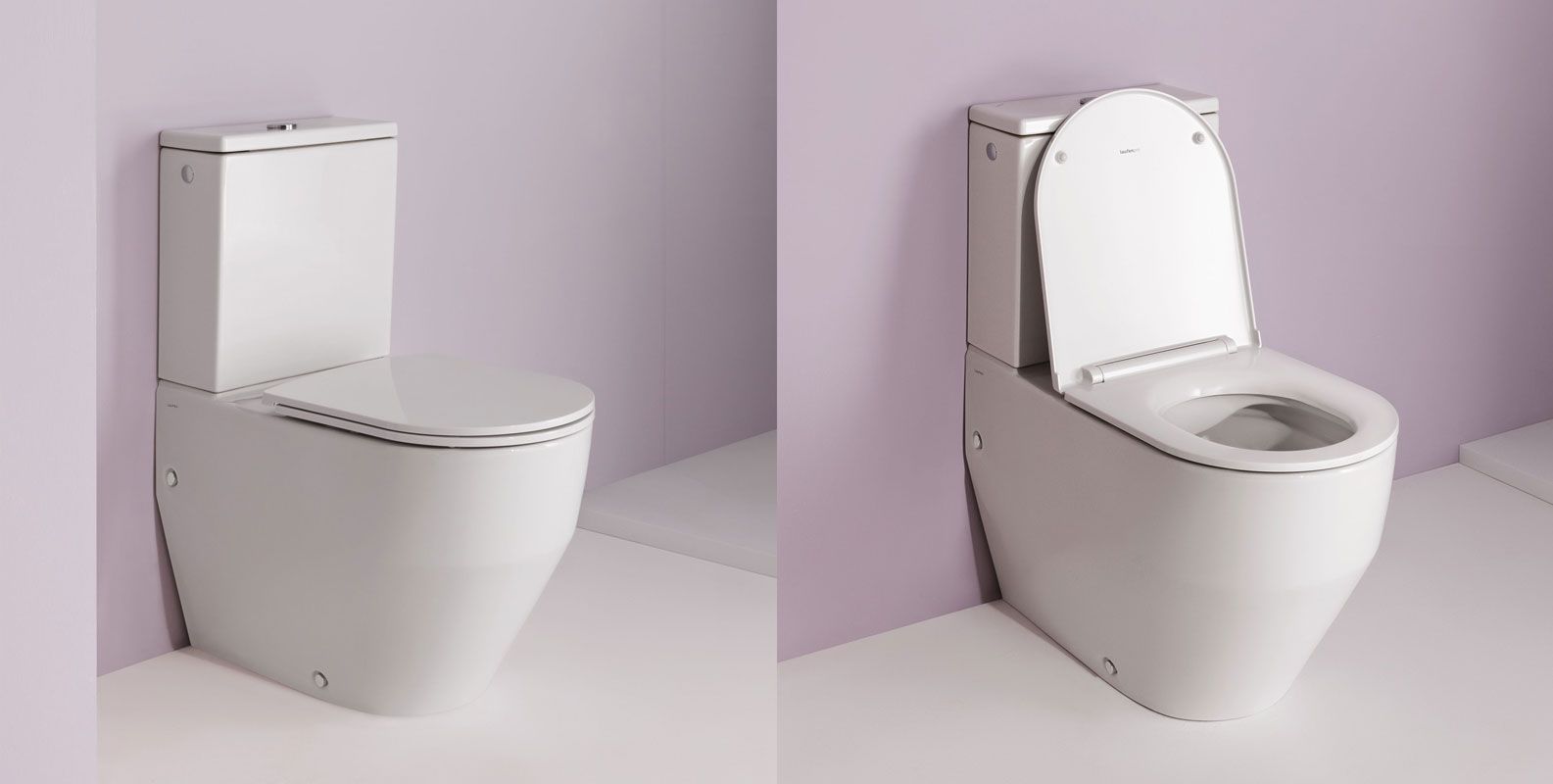 Pastatomas unitazas Laufen PRO Rimless su bakeliu ir soft close dangčiu, baltas | Muresta.lt